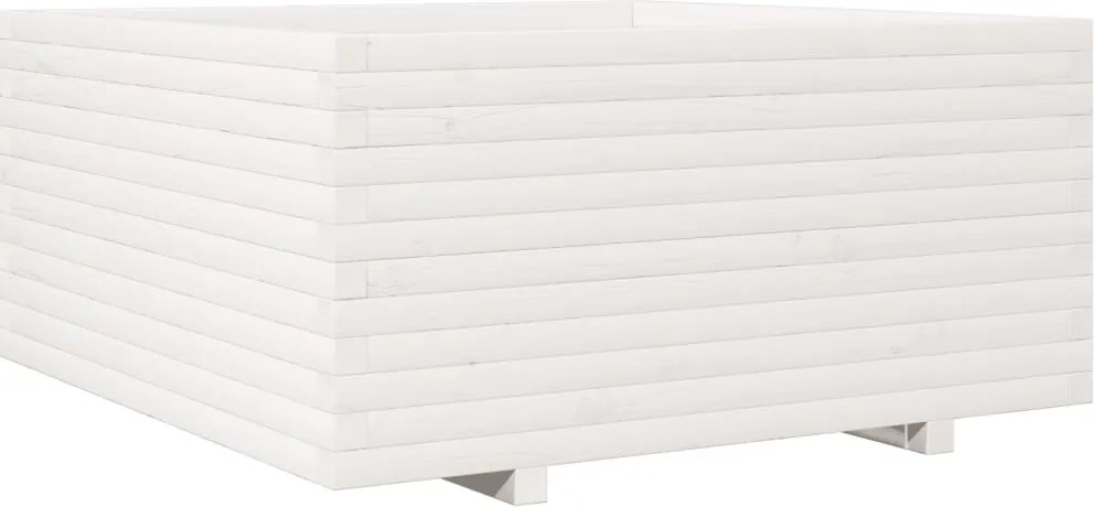 Zahradní truhlík bílý 100 x 100 x 49,5 cm masivní borové dřevo 3282540