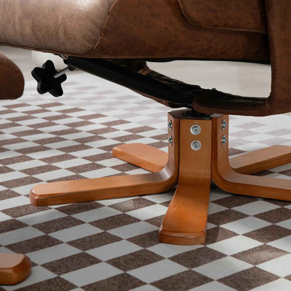 HOMCOM Relaxační Křeslo s Ottomans, Otočné Křeslo k Televizi s Funkcí Polohování, Potahované Křeslo do Obývacího Pokoje, Ložnice, Hnědá Microfiber, 7…