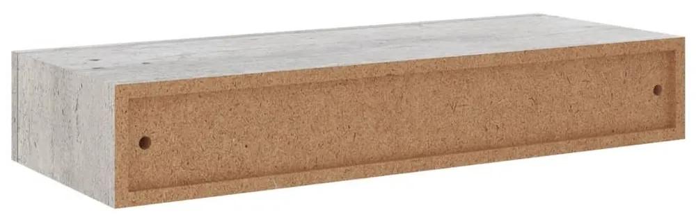 Petromila Nástěnná police se zásuvkou betonově šedá 60 x 23,5 x 10 cm MDF