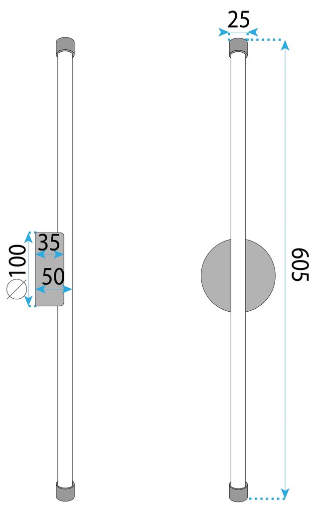 Toolight Toolight, LED nástěnné svítidlo 60cm, 12W, 3000K, LHJ069-W, černá matná, OSW-60037