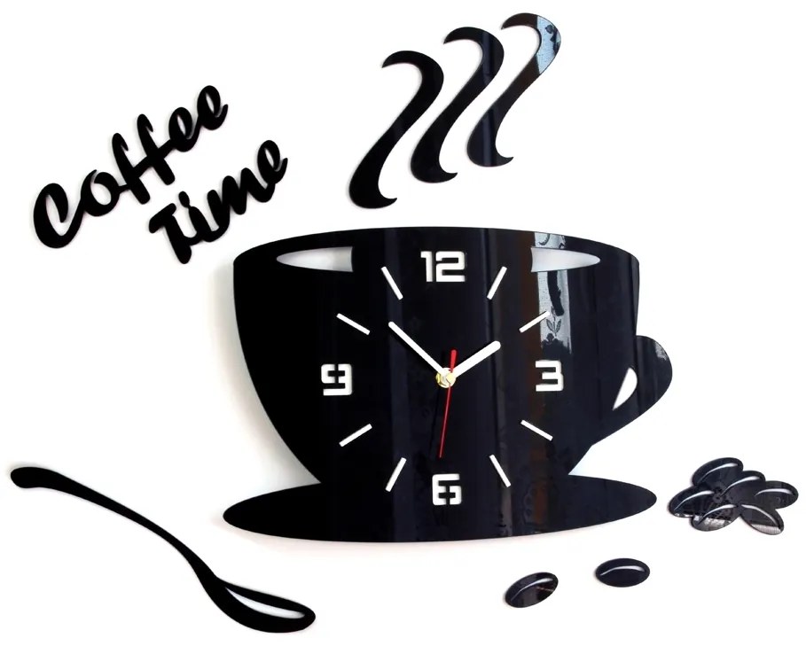 Nástěnné hodiny Coffee černé