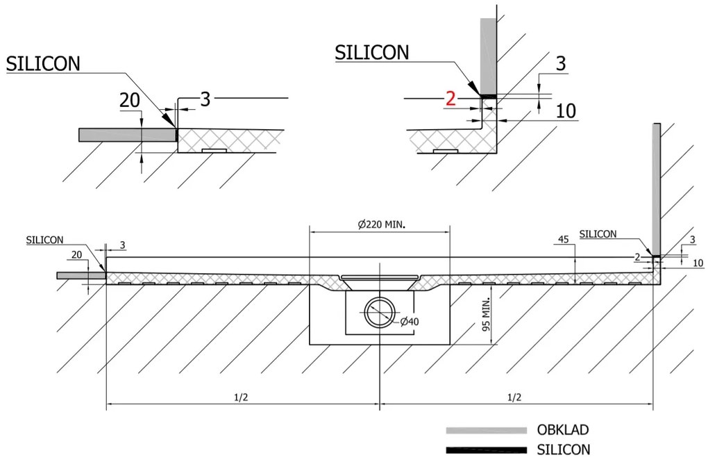 Polysan MIRAI sprchová vanička z litého mramoru, čtverec 90x90x1,8 cm, bílá, 73165