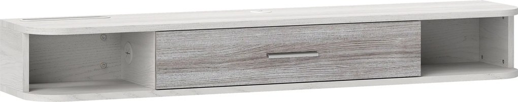 HOMCOM Floating TV Stand s 2 otevřenými policemi a skříňkou s výklopnými dvířky, Dřevěný televizní stolek, 120x26x16 cm, Bílý a šedý | Aosom