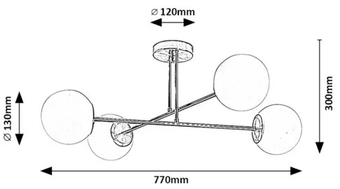 Rabalux 71082 - Lustr na tyči KIARA 4xE27/35W/230V zlatá