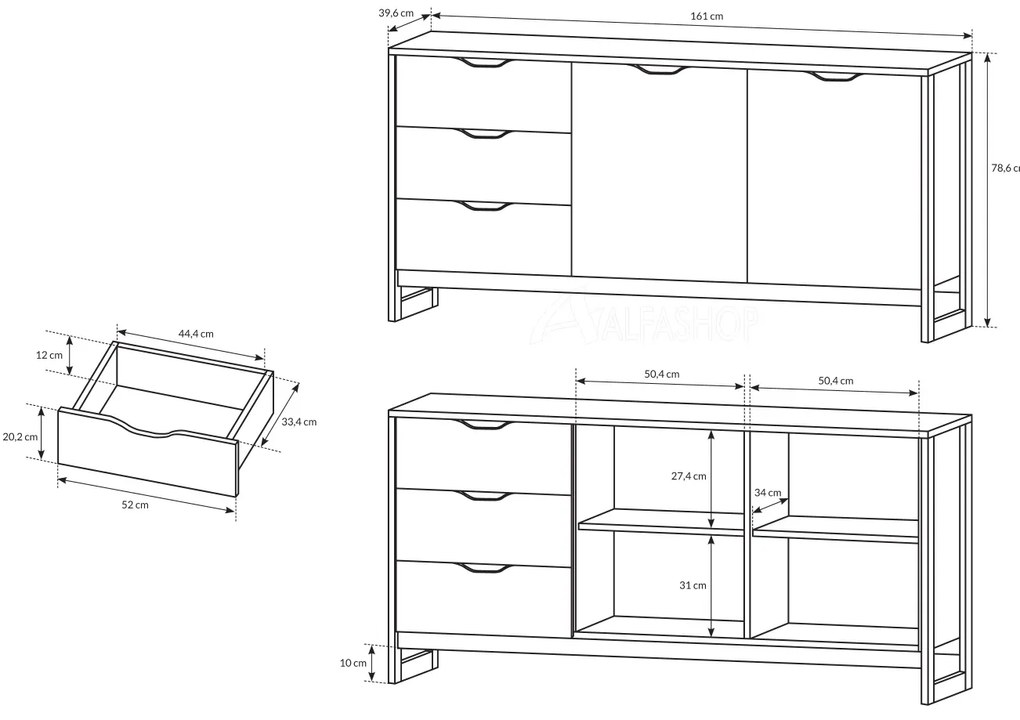 ALFASHOP ARDEN komoda 3S2D