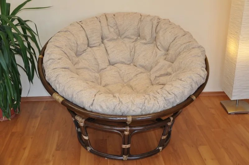 Axin Trading s.r.o. Ratanový papasan 130 cm hnědý - polstr Ebony