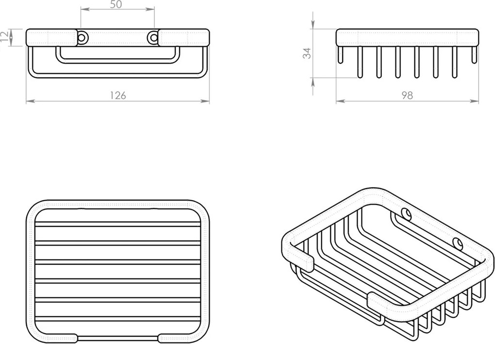 Sapho, SMART mýdlenka malá, 125x35x100 mm, chrom, 2411