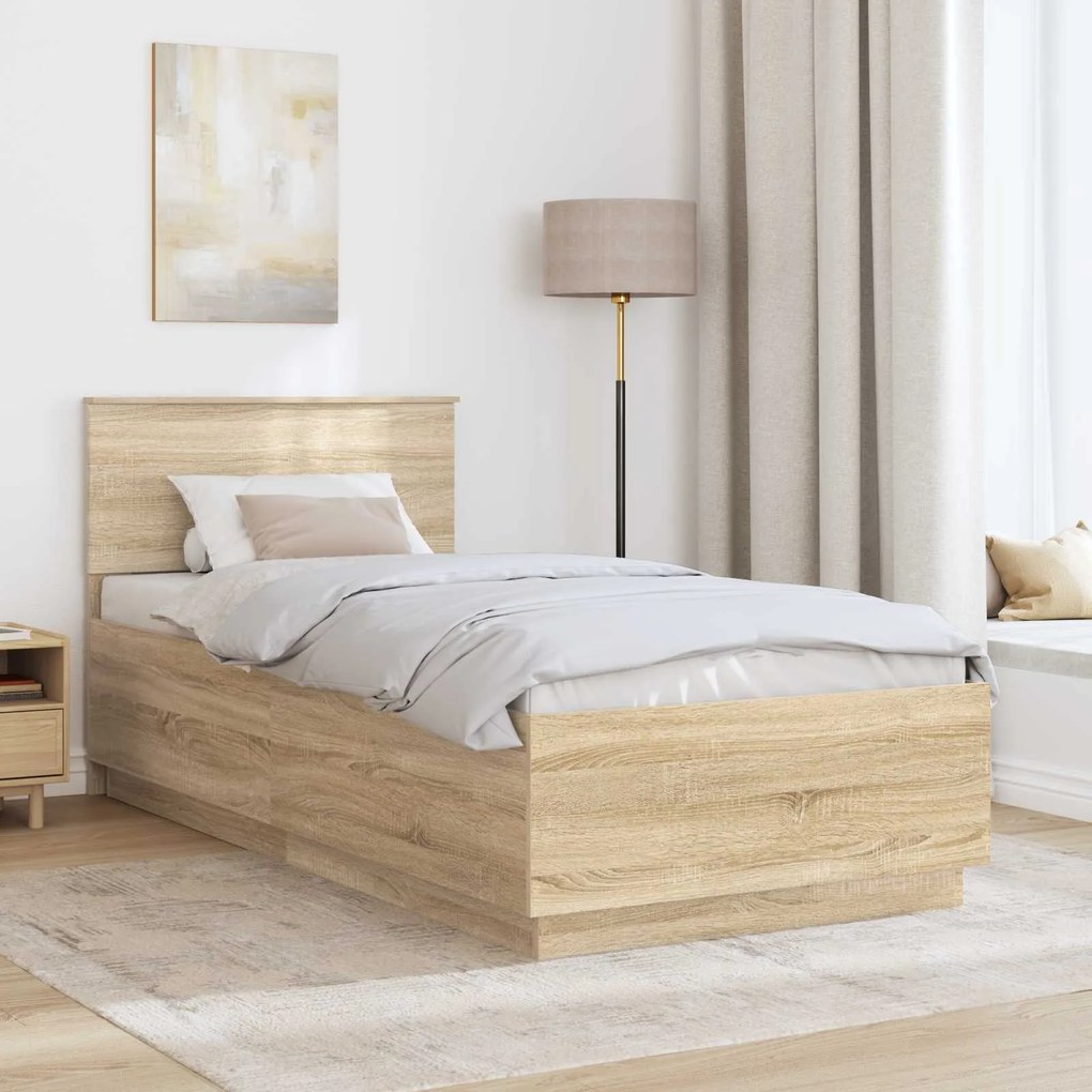 Rám postele s čelo Dub sonoma 70 x 190 cm Kompozitní dřevo 3408217