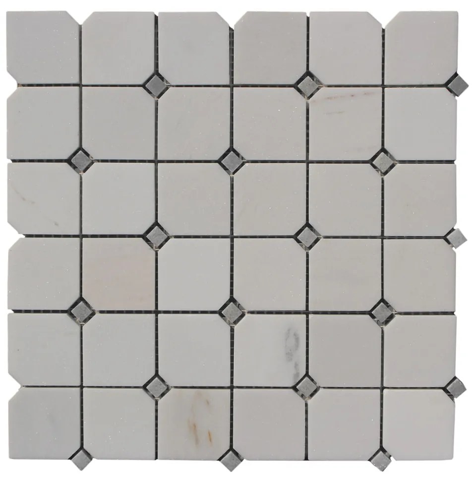 ALFIstone Kamenná mozaika z mramoru, Octagon milky white, 30 x 30 x 0,9 cm, NH206 VZOREK