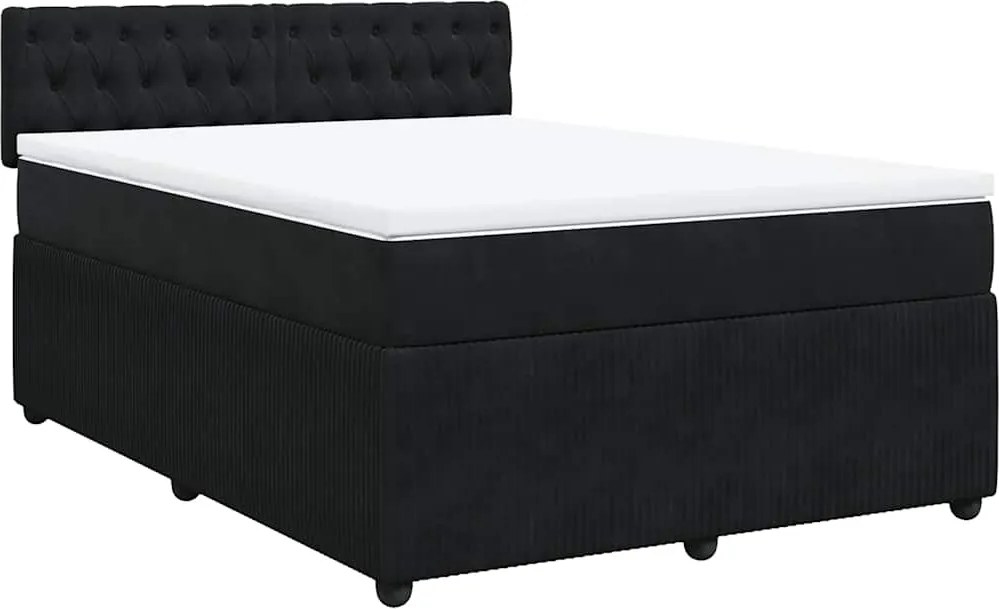 Box spring postel s matrací černá 160x200 cm samet 3287790