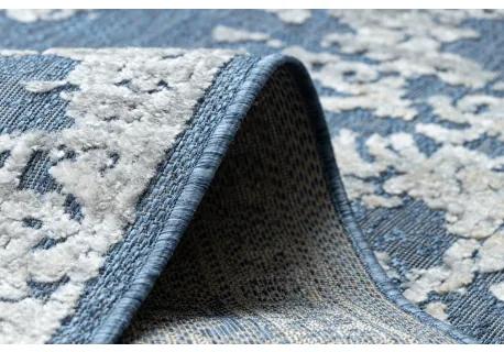 koberec Strukturální SOLE D3811 Ornament ploché tkaní modrý / béžový velikost 180x270 cm | krásné koberce cz