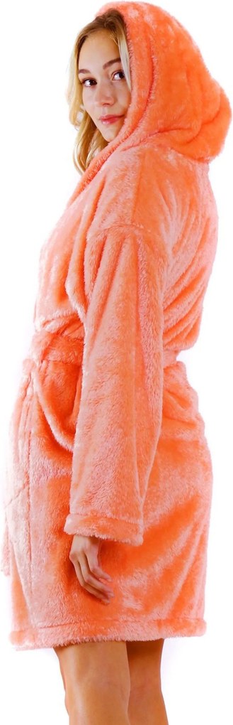 Krátký župan s kapucí Lilly extra one size lososový 33 20 2251 - S/M