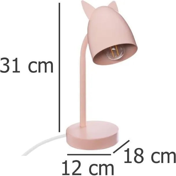 Stolní lampa OREILLLES ROSE, kov, barva růžová