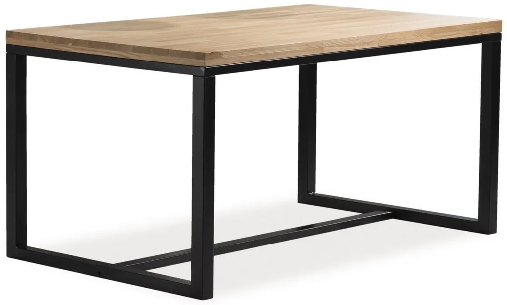 Jídelní stůl 150x90 cm z dýhy v dekoru dub s černou kovovou konstrukcí typ A KN444