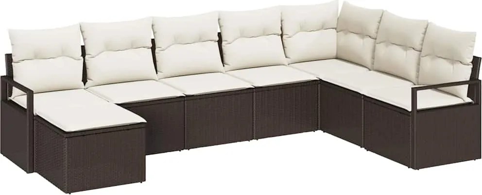 Set pohovek 8 ks Hnědá a krémová polyratan 3355167