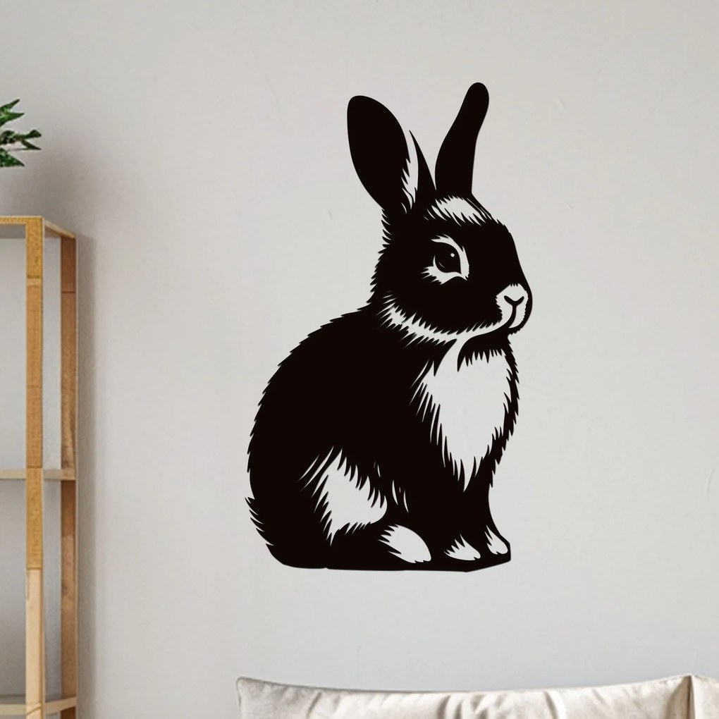 dřevo života Dřevěný obraz Králíka Zvolte rozměr (cm): 23x40, Zvolte barvu dekoru: Antracitová