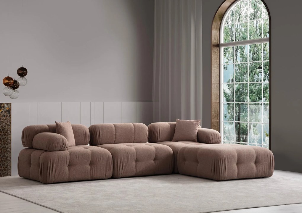 Hanah Home Čtyřmístná pohovka s pufem DOBLO hnědá 315 cm
