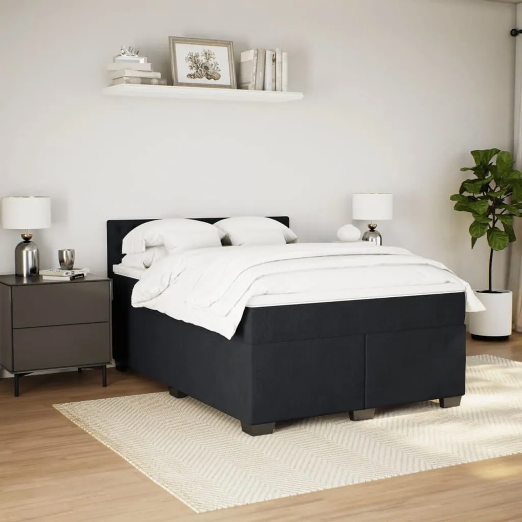 Box spring postel s matrací černá 160x200 cm samet 3286368