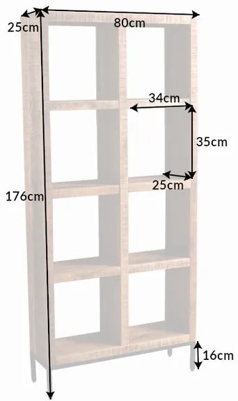 Invicta Dřevěná knihovna IRON CRAFT 180x80 cm mango 42377