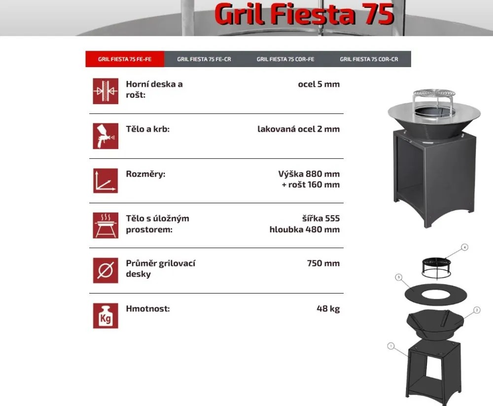 PRO-TERMO Grilovací ohniště FIESTA FE-FE 75 - černé