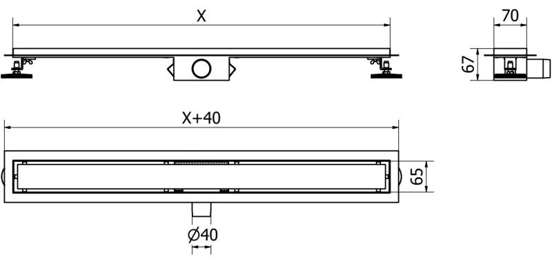 Mexen Flat M18 lineární odtok 90 cm, Zlatá - 1523090-15