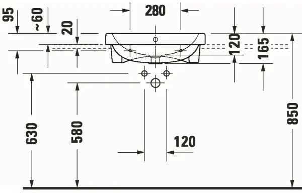 Duravit 24035500002 - Zápustné umyvadlo D-CODE 55x45,5 cm keramika/lesklá bílá
