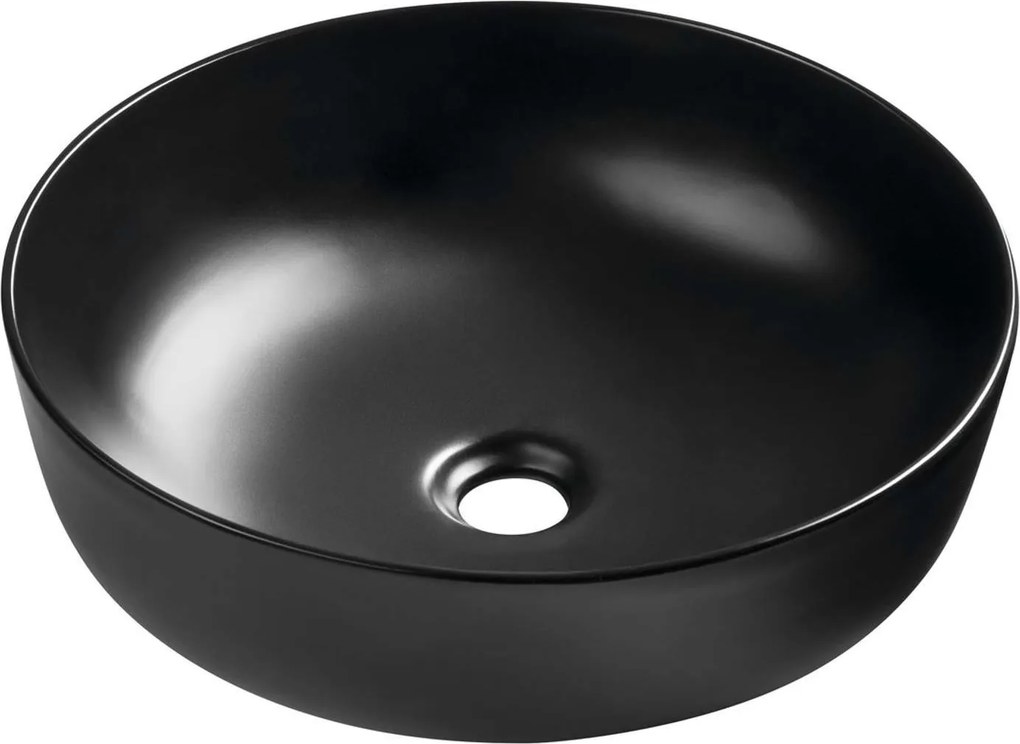 Sapho - Umyvadlo na desku Rondea, průměr 41 cm, bez přepadu, bez otvoru pro baterii, matná černá AR445B