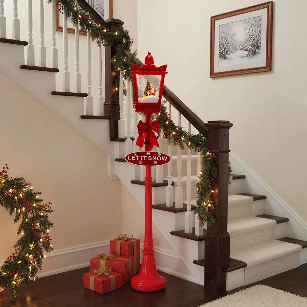 Costway 185 cm Vánoční lucerna s teplými bílými LED světly pouliční lampa