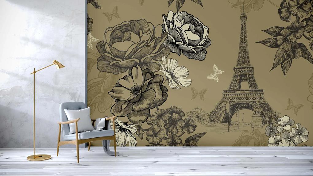 Malvis ® Tapeta Eiffelova věž květiny Vel. (šířka x výška): 504 x 310 cm
