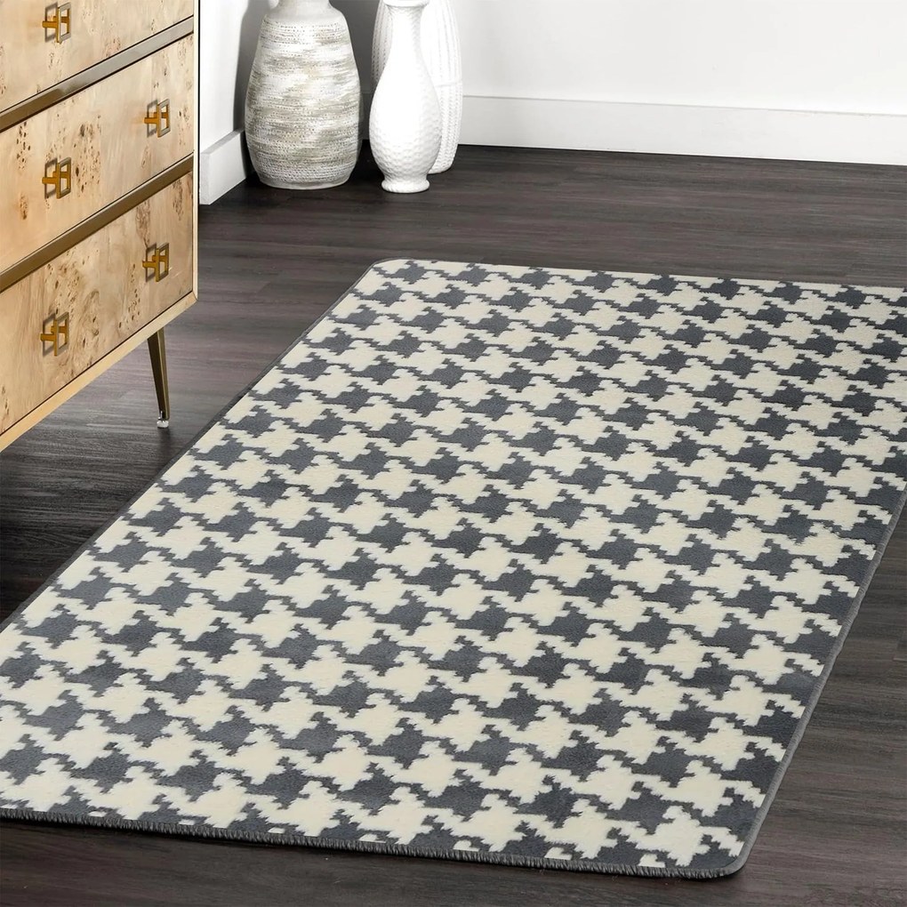 Tutumi Plyšový koberec 3D HOME Clover Pepitka Grey Rozměr (cm): 160 x 230