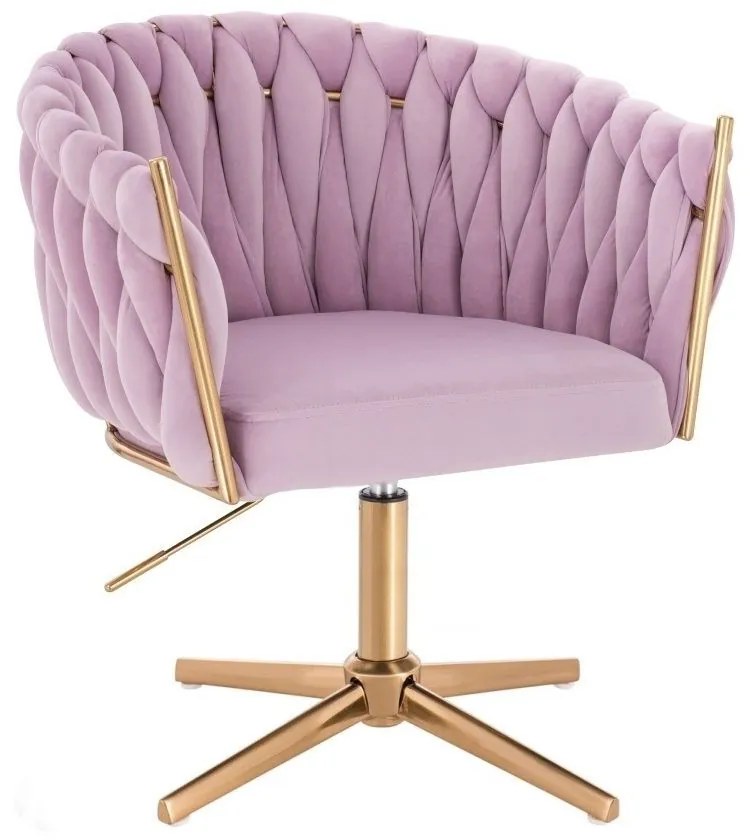 LuxuryForm DESIGN Otočná židle NORDEN VELUR na zlatém kříži - levandule