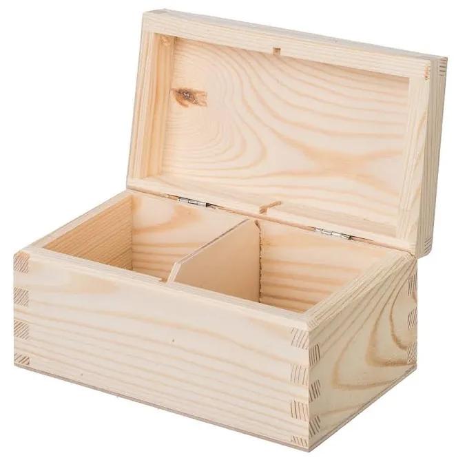 Dřevobox Dřevěná krabička na čaj (2 přihrádky)