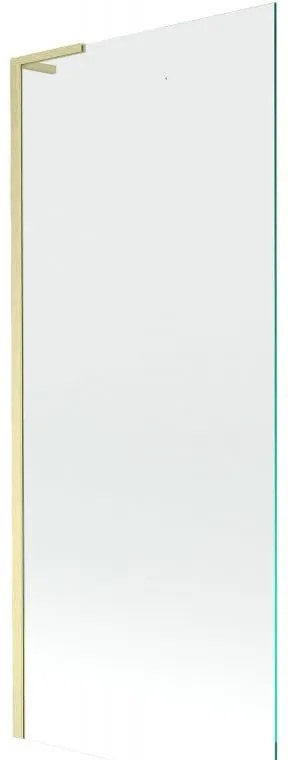 Mexen Next L, 1-křídlová vanová zástěna 80 x 150 cm, 6mm čiré sklo, zlatý matný profil, 895-080-000-03-00-55