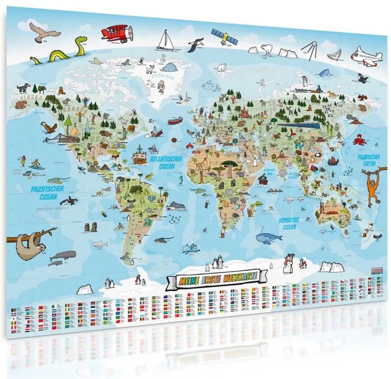 Dětská vzdělávací mapa světa - 140 x 140 cm