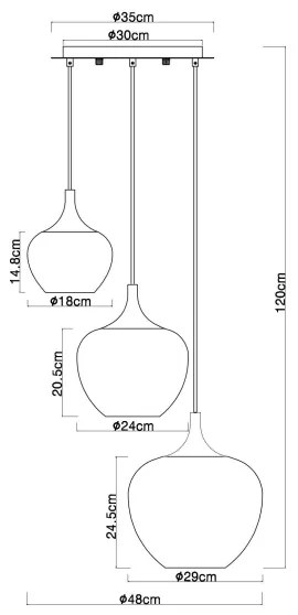 Globo 15548-3HG - Lustr na lanku MAXY 3xE27/40W/230V měděná