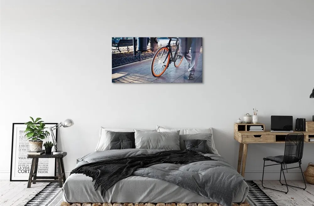 Obraz na skle Město na kole noha 120x60 cm