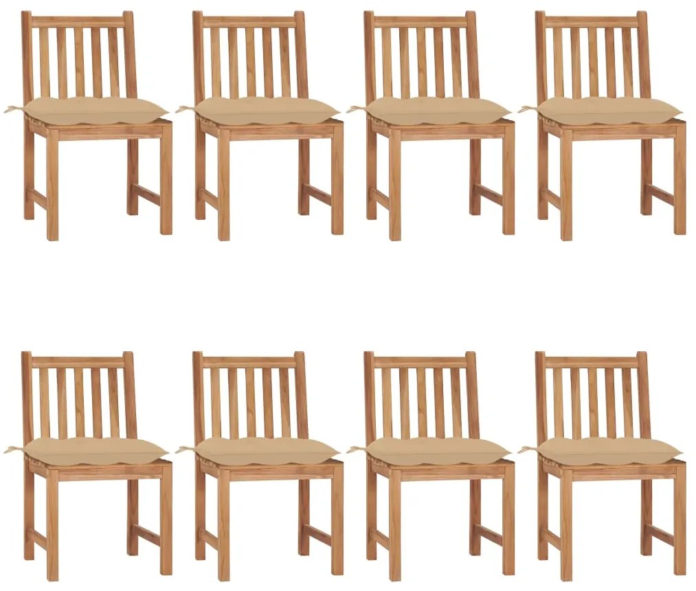 Zahradní židle s poduškami 8 ks masivní teak 3073160