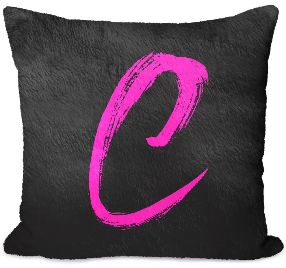 Polštář – písmeno C (Velikost: 40 x 40 cm, Materiál: Mikroplyš, Barva: Růžová)