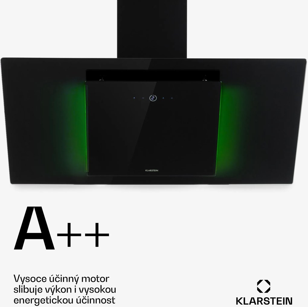 Klarstein Eleonora 90, digestoř, 90 cm, nástěnná, 420 m³/h, dotykový panel, LED, A++, černá