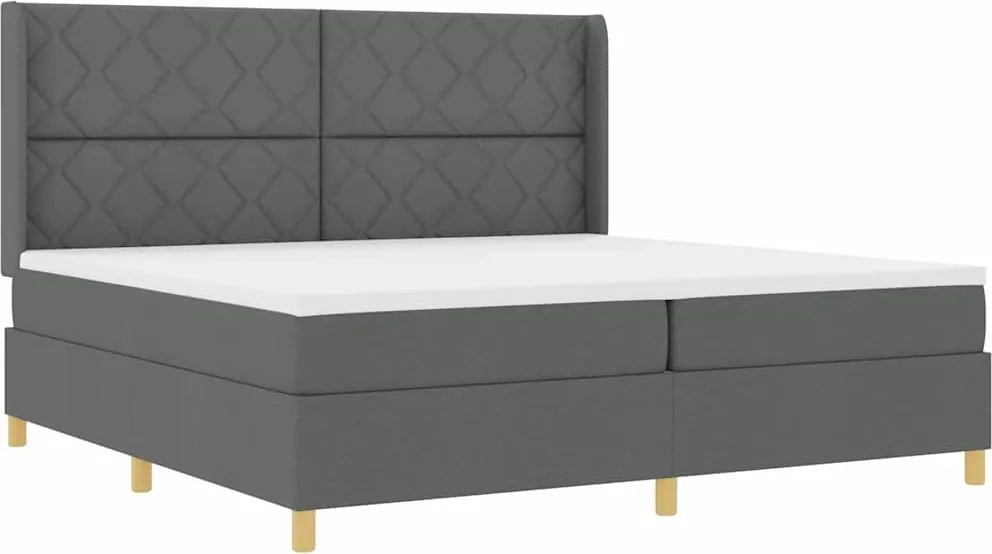 Postel s boxspringem s čelo Tmavě šedá 200 x 200 cm textil 3341918
