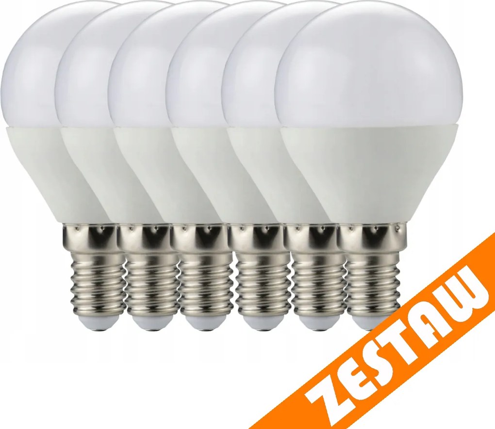 SADA 6x LED žárovka E14 G45 3W kulová 270lm - studená bílá