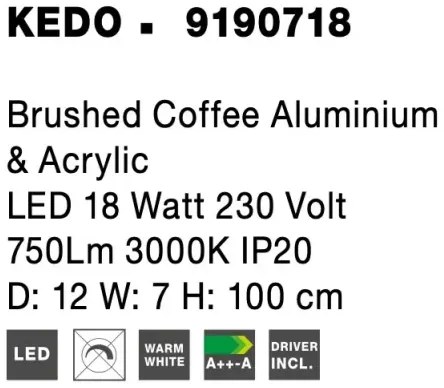 LED nástěnné svítidlo Kedo 100 hnědá