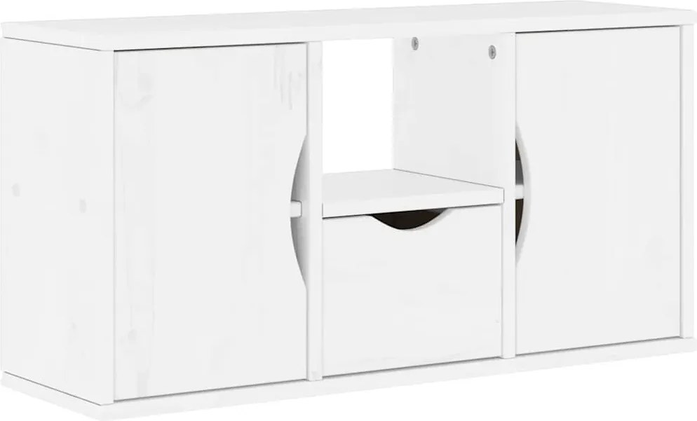 5 kusů TV skříněk s úložným prostorem bílá Borovicový masiv 3365379