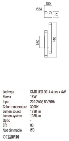 Redo 01-2035 - LED Nástěnné svítidlo MADISON 4xLED/4W/230V černá