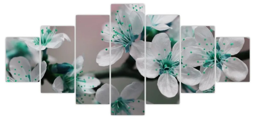 Obraz květu - tyrkysové (210x100 cm)