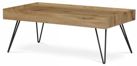 Konferenční stolek 110x60  MDF 3D dekor divoký dub kov černý mat AHG-266 OAK