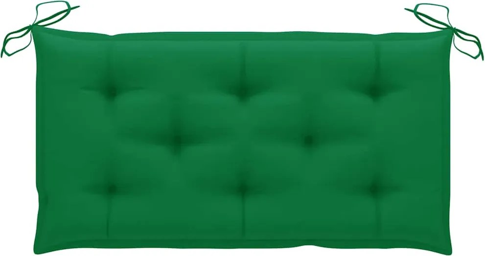 Zahradní lavice se zelenou poduškou 112 cm masivní teak 3062669