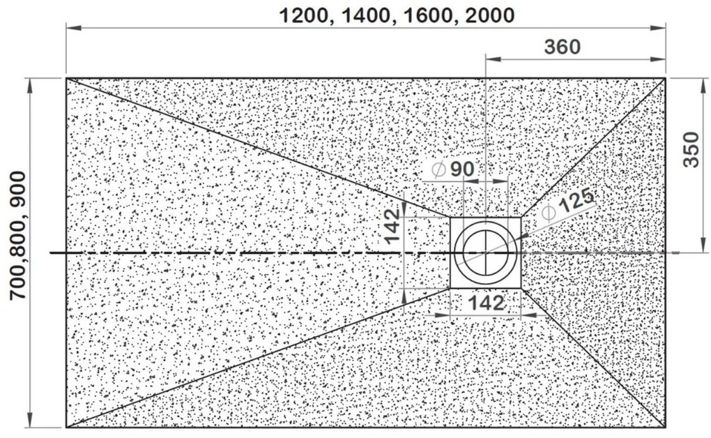 Gelco sprchová vanička obdélníková - profilovaná černá, MITIA 120×70 PMC12070