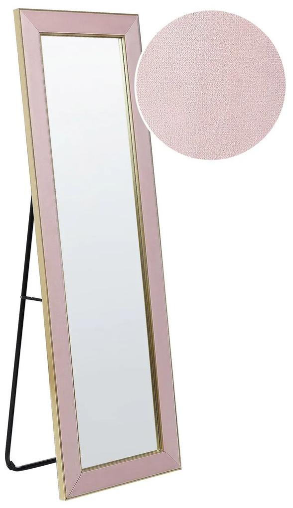 Sametové stojací zrcadlo 50 x 150 cm růžové LAUTREC  Beliani