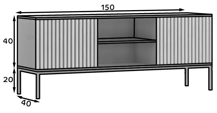 Eltap TV stolek Meorati 150 Černá / Dub Artisan
